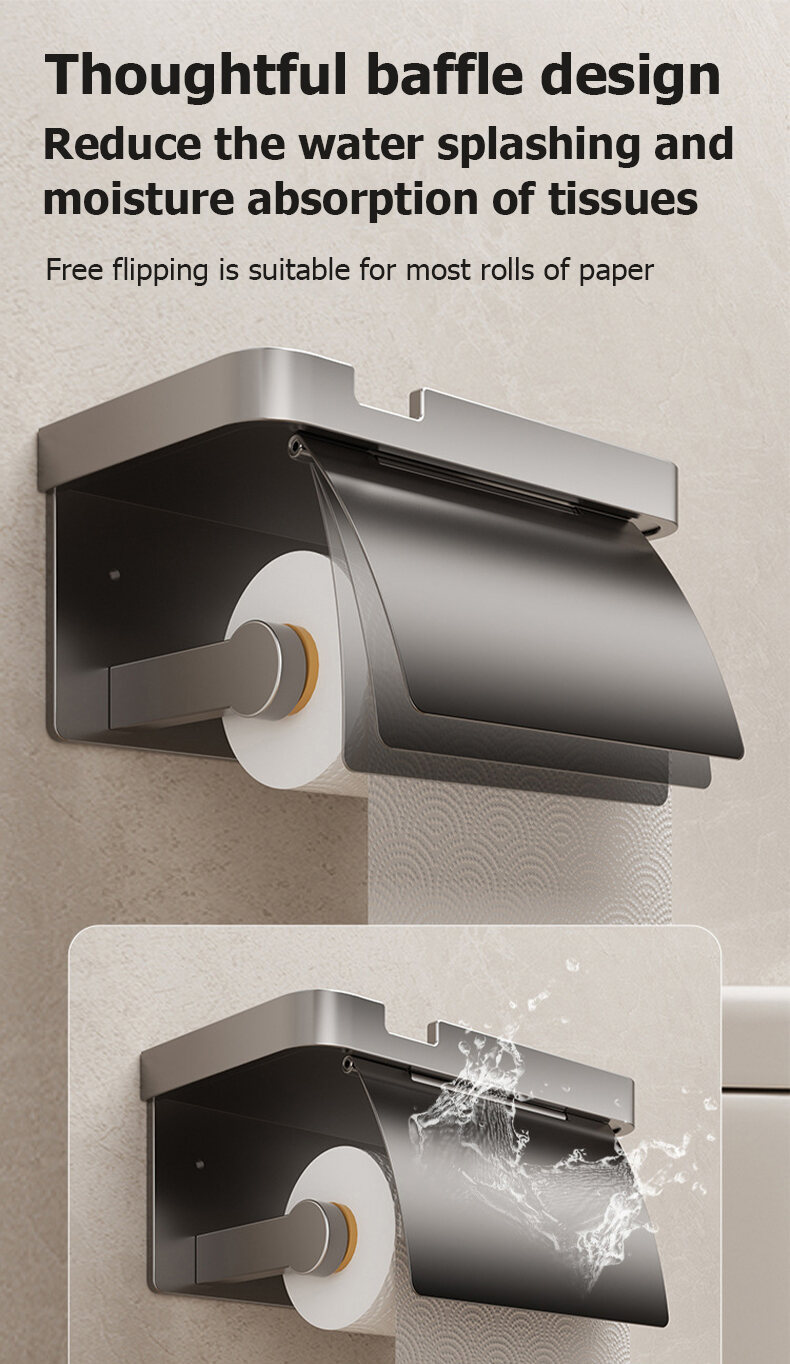 Tissue Holder Bathroom with Cover Toilet Paper Roll Holder Phone Holder ...