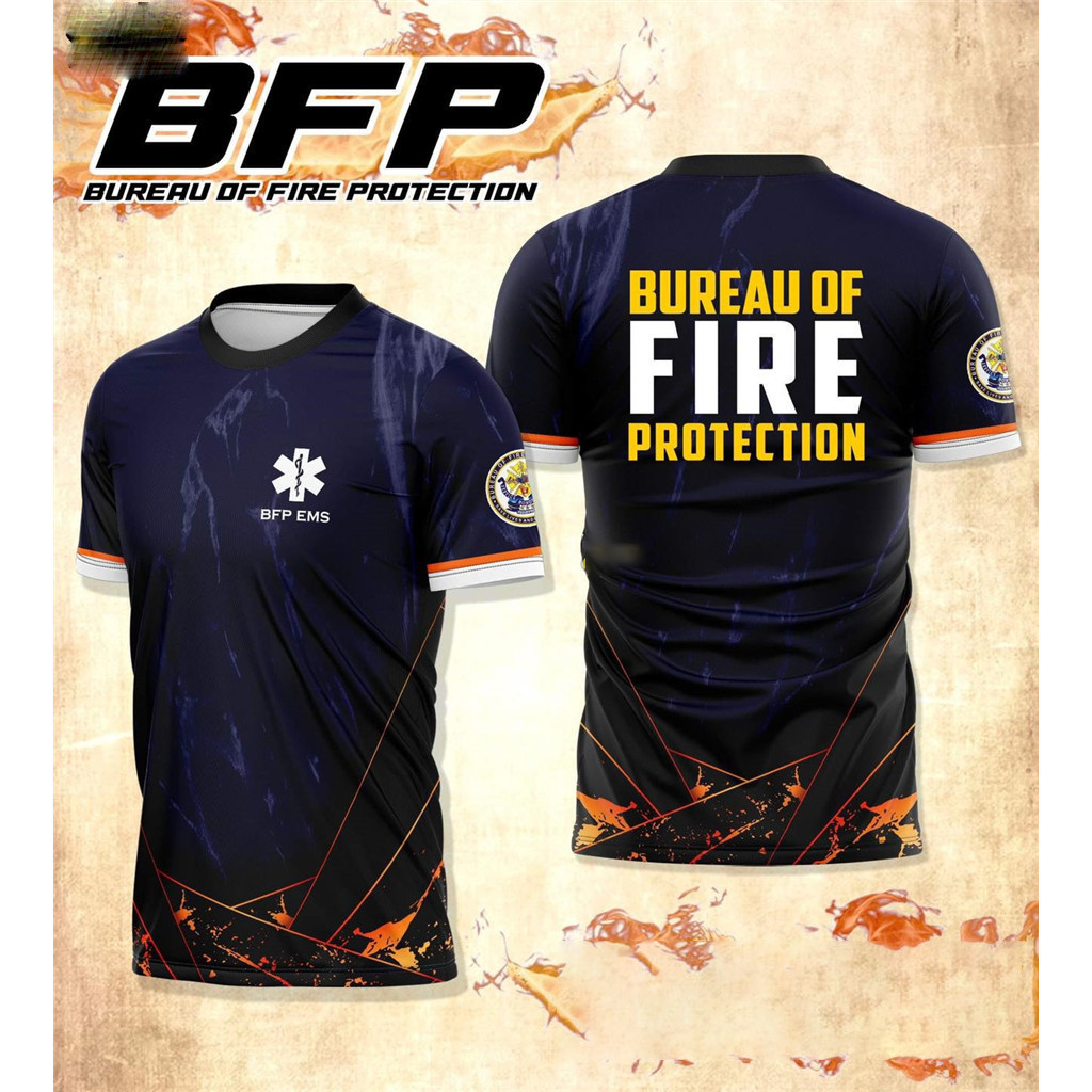 BFP Fire Department Men's T Shirts Full Sublimation Tops Casual Uniform ...