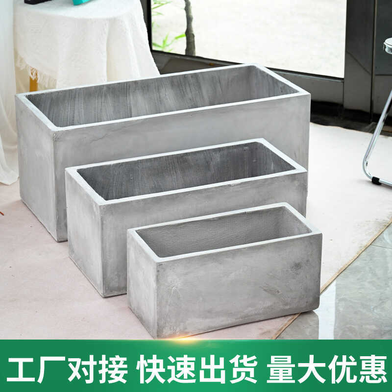 Cement Rectangular Planting Box Outdoor Courtyard Indoor Magnesium Clay ...