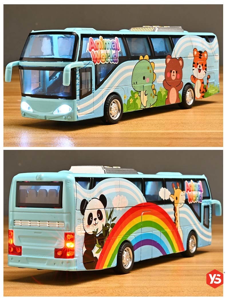 Customized Cartoon bus metal car alloy bus with light, sound boys,girls ...