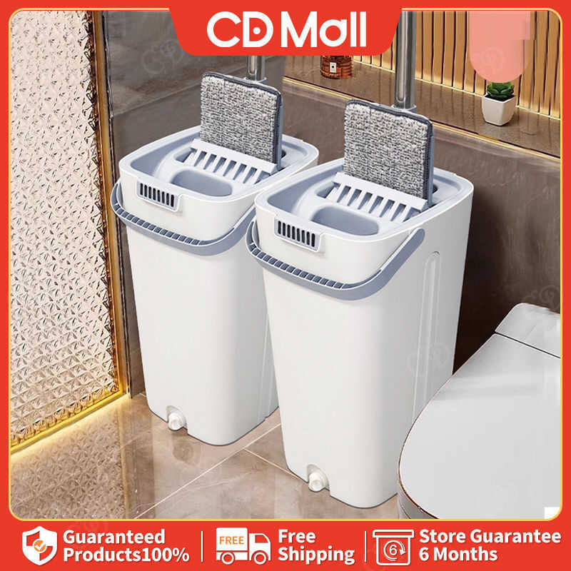 CD Flat With Dual Chamber Bucket Map Cleaning Wet And Dry Scratch Mop ...
