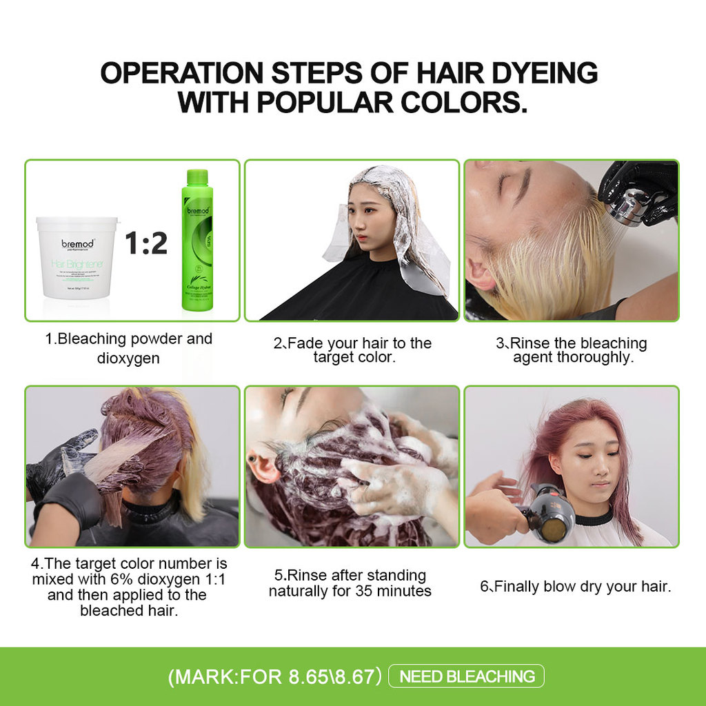Bremod Hair Color 8.45 BURGUNDY (Set) With Oxidizing Cream 12%, 9% or 6 ...