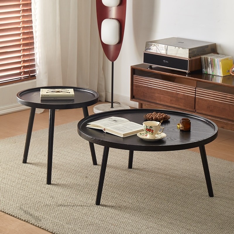 2PCS Wooden Walnut Coffee Table Coffee Table Mid-Century Modern Sofa ...