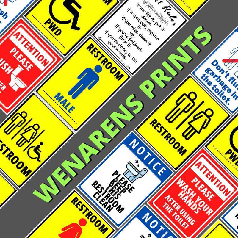 CR Bathroom Toilet Restroom Male Female PWD Self-Adhesive Vinyl Sticker ...