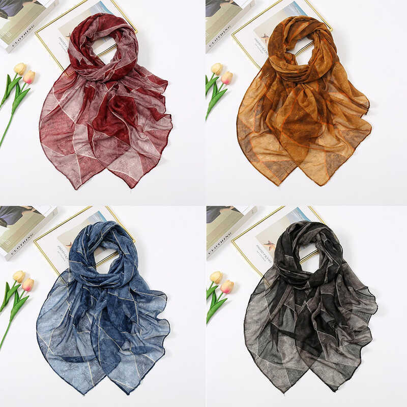 YOUJ Tie-dye Diamond Plaid Scarf Regular Geometric Veil Shawl Simple ...