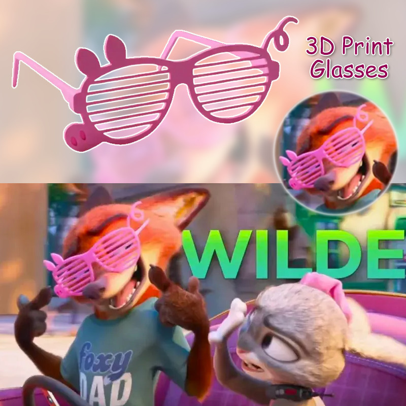 Zootopia Nick Funny Cartoon Character Costume Pink Sun Glasses For Kids ...