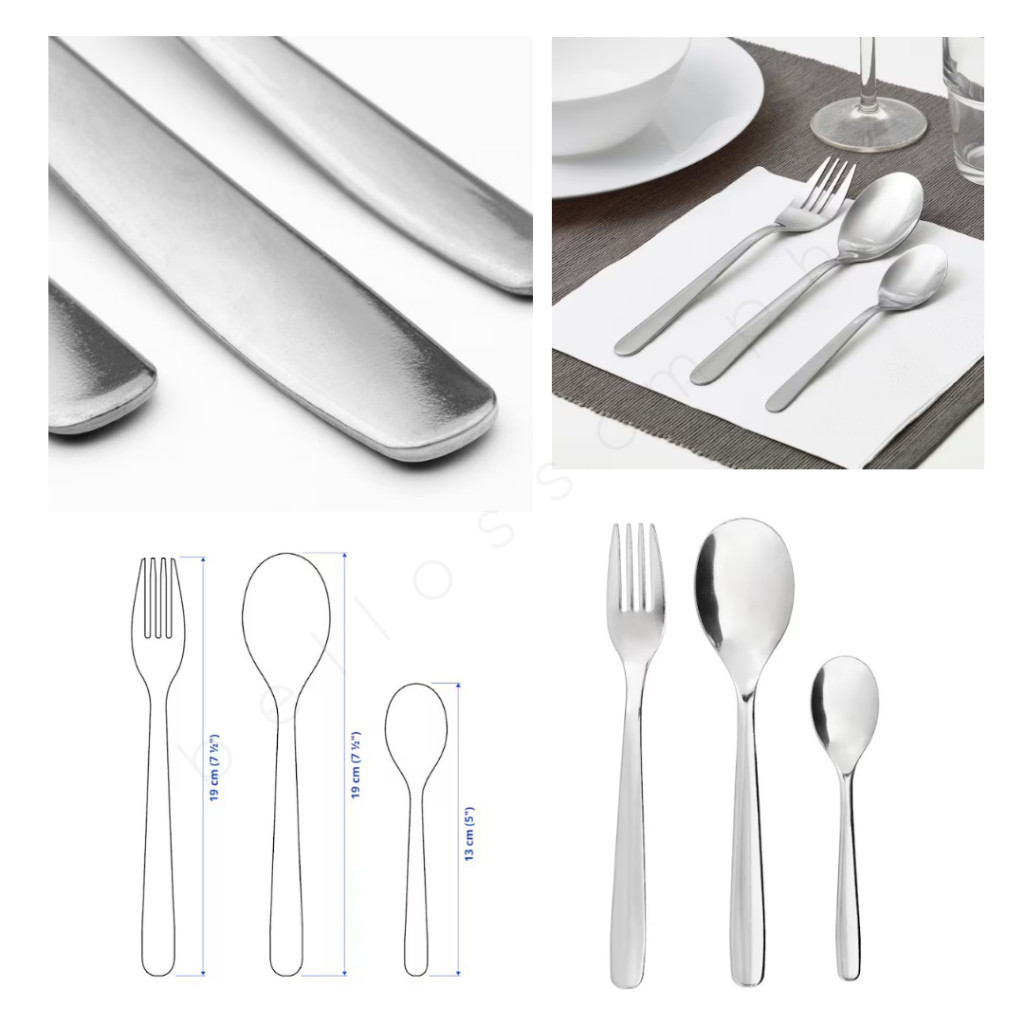 ikea 12-piece flatware set, stainless steel, spoon and fork with ...