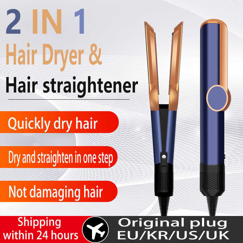 2 IN 1 Professional Straightener & Dryer Heat-Up Hair Flat Negative Ion ...