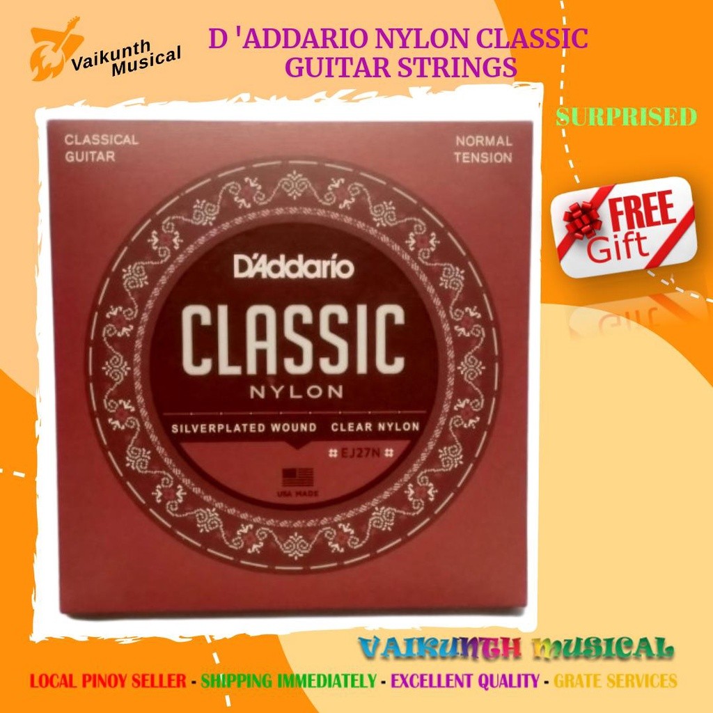 D'addario Classic Nylon Guitar Strings Normal Tension 28-43 Classical ...