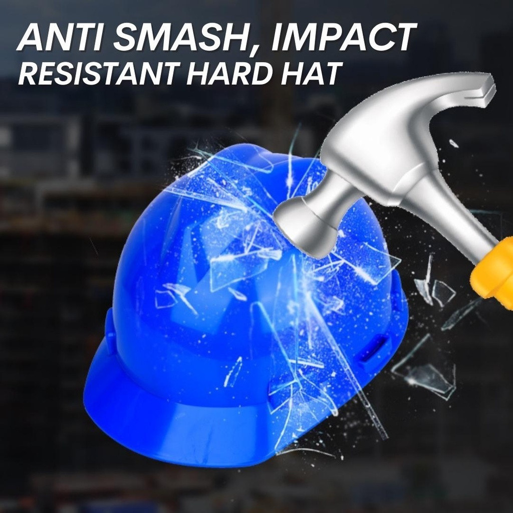 Heavy Duty Hard Hat Safety Helmet PE Shell with Vents & Chinstrap ...