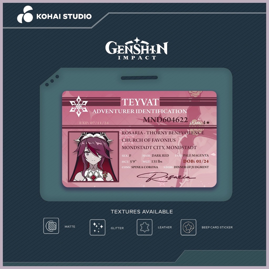 ⊕ Genshin Impact ID Card Adventurer Identification Cosplay BEEP Sticker ...