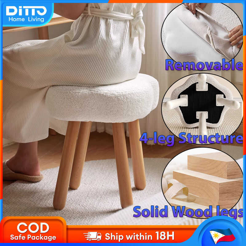 Ditto Solid Wood Vanity Home Makeup Wooden With Cushion Cute Chair ...
