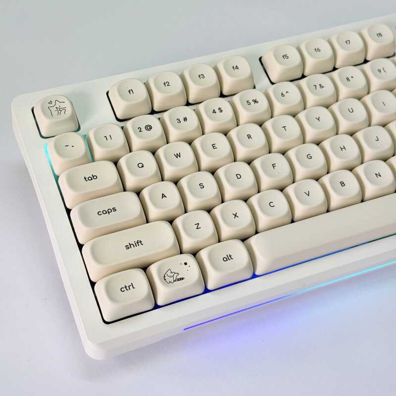 Milky 3 2 Cat Key Cap Cute Cream White Thocky Korean Hangul Keycap MOA ...