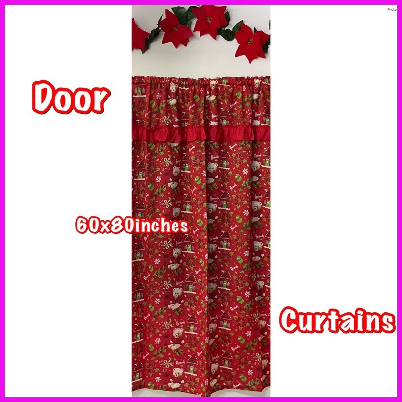 ♣ HARRODS RED Christmas Curtain Pamasko Kurtina Matchy Matchy Set ...