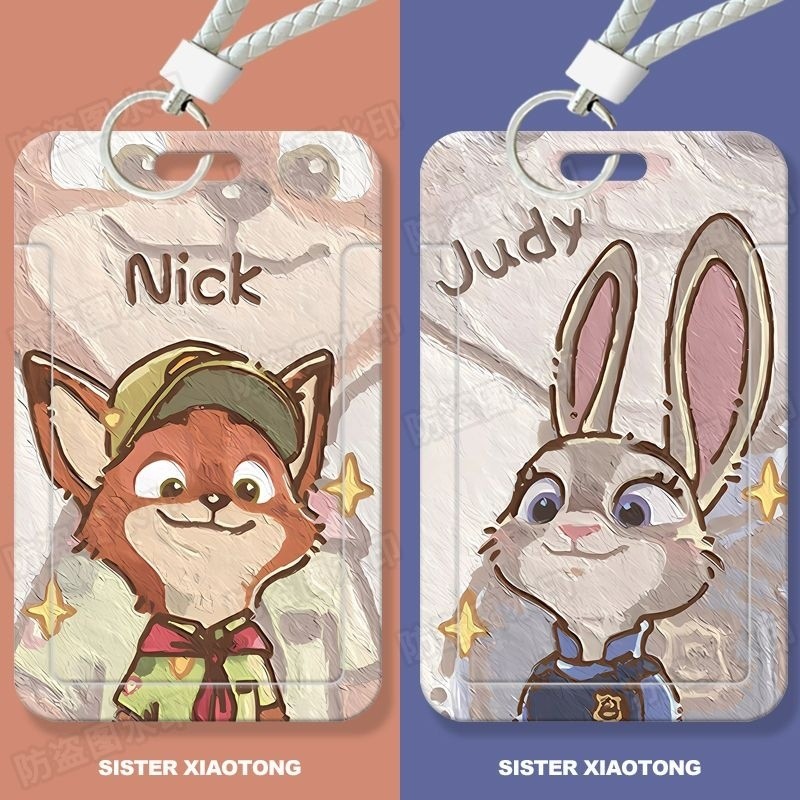cartoon Zootopia card holder Judith Nick name tags card cover school ...