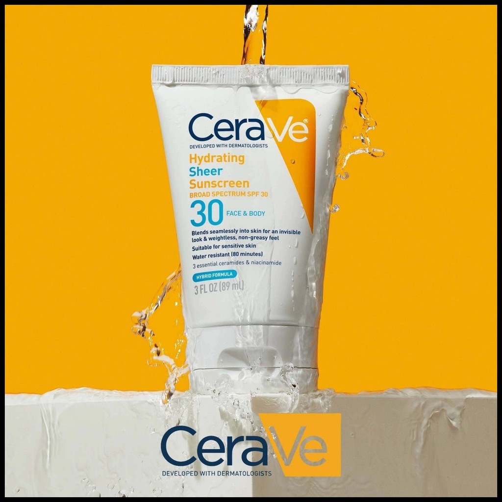 CeraVe Hydrating Mineral Sunscreen SPF 30/50 Sunblock Cream for ...