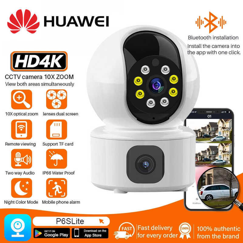 Huawei Dual Lens CCTV Camera Connect Cellphone With Audio And Speaker ...