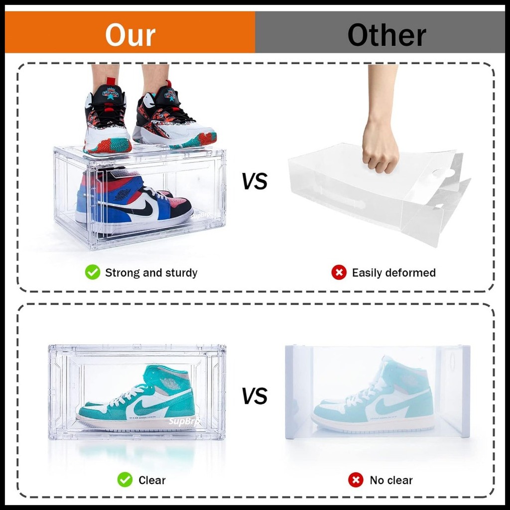 Acrylic Shoe Box Stackable Magnetic Shoe box Shoe Rack storage ...