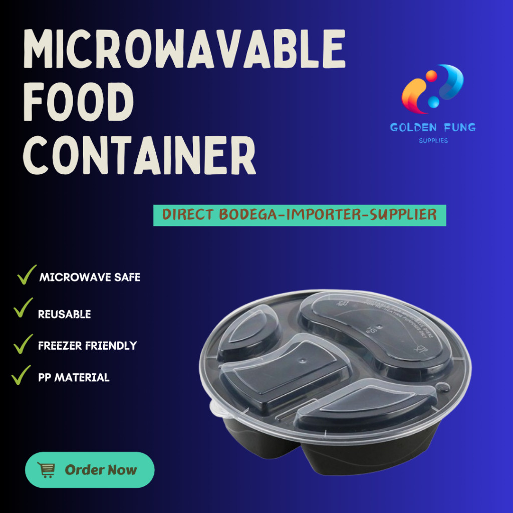 RO 4 DIVISION MICROWAVABLE PLASTIC LUNCH BOX WITH LID (50PCS) | Shopee ...
