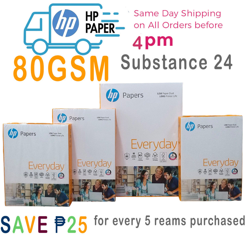 HP Bond Paper A4/A3/Short/Long (80 GSM Substance 24) - Multi-Size Pack ...