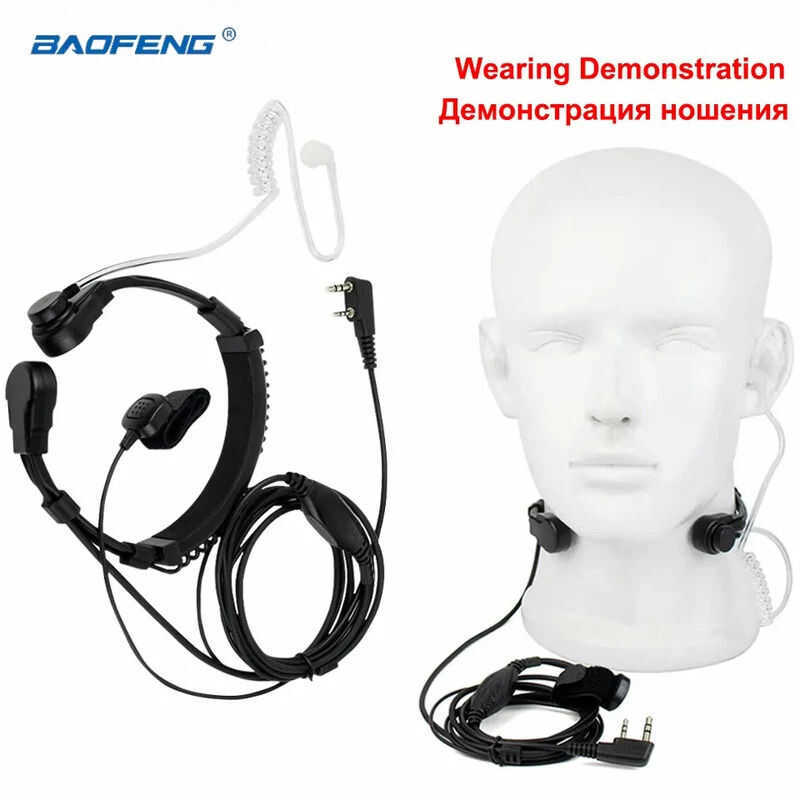 Finger PTT MIC Air Tube Throat Earpiece Headset Microphone For Motorola ...