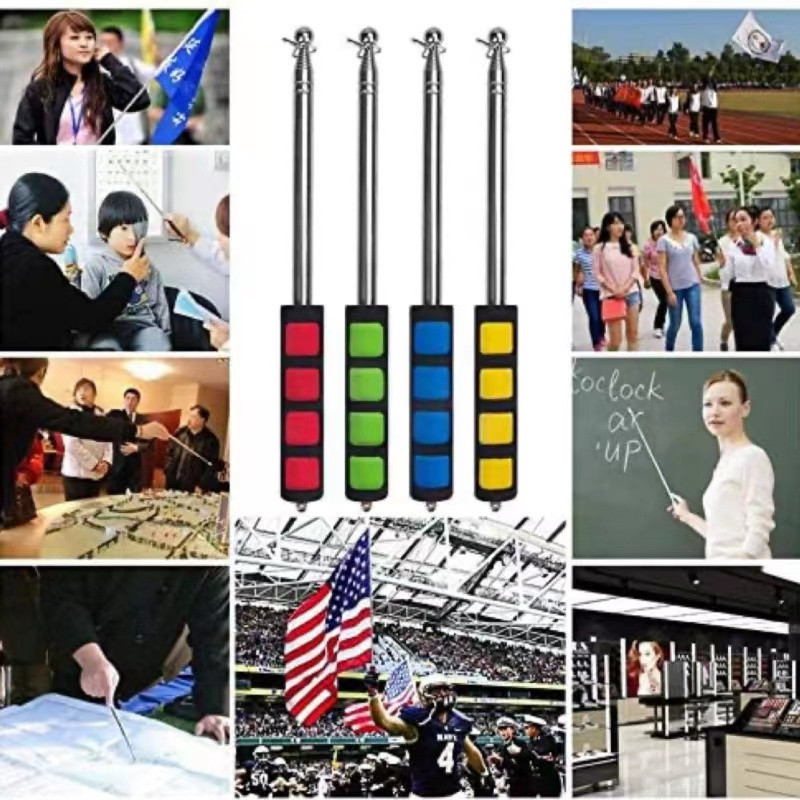 1.2-meter Stainless Steel Tour Guide Flagpole with Telescopic Handheld ...