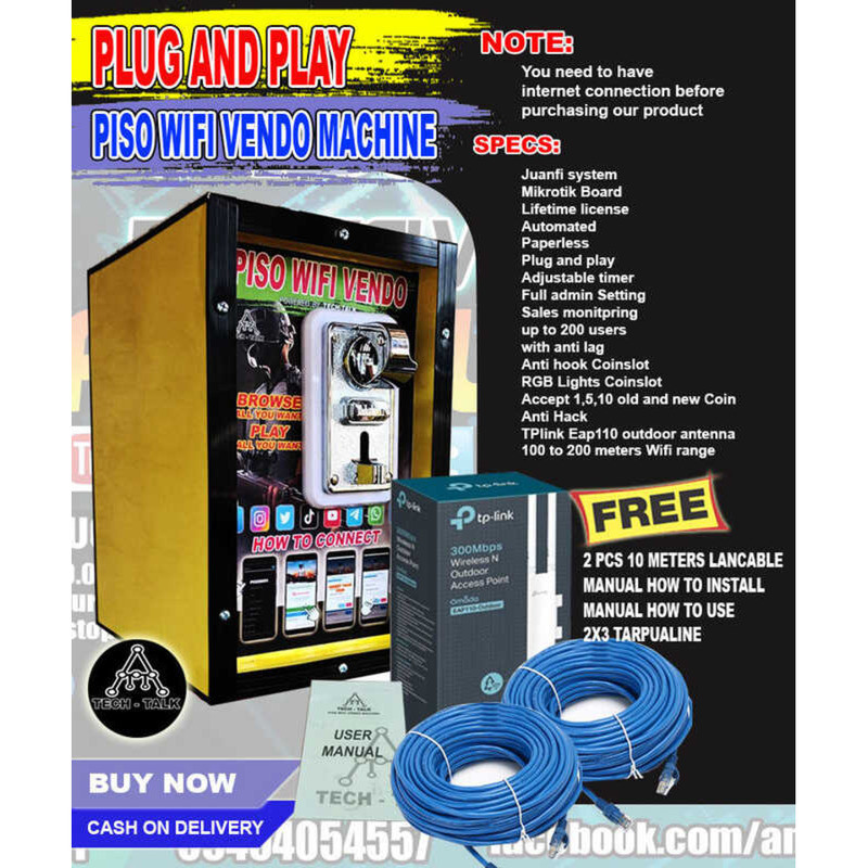 PISO WIFI VENDO MACHINE COMPLETE SET WITH TPLINK Eap110:𝗣𝗟𝗨𝗚 𝗔𝗡𝗗 𝗣𝗟𝗔𝗬 ...
