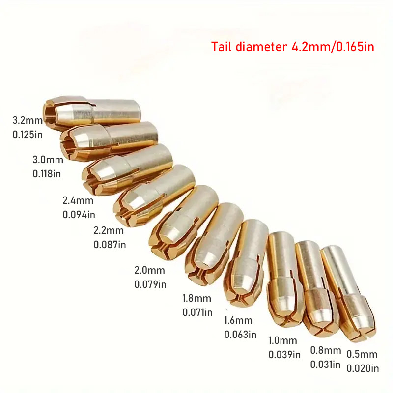11pcs/Set Brass Chucks Collet Bits 0.5-3.2mm Screw Nut Copper Chuck (4. ...