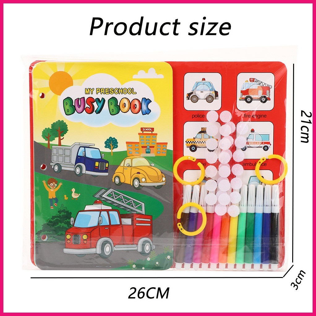 ∆ Kids' Busy Book, 12 Color WatercolorPen, 2 In1 Early Education Books ...