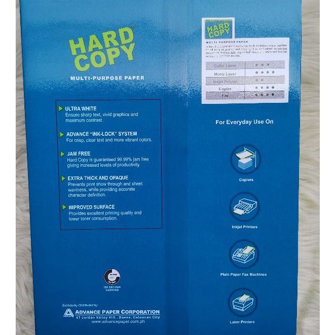 Hard Copy Bond Paper 80gsm sub 24 short (500 sheets) | Shopee Philippines
