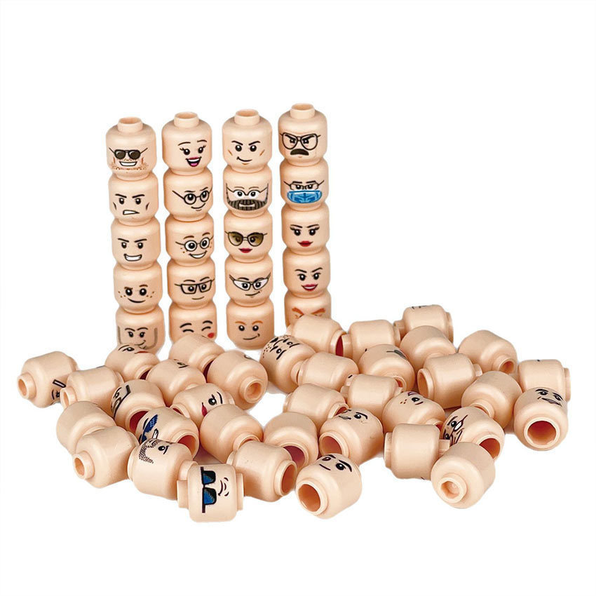 Head Bricks Female Male Figures Parts Face Laugh Cry Angry Cute ...