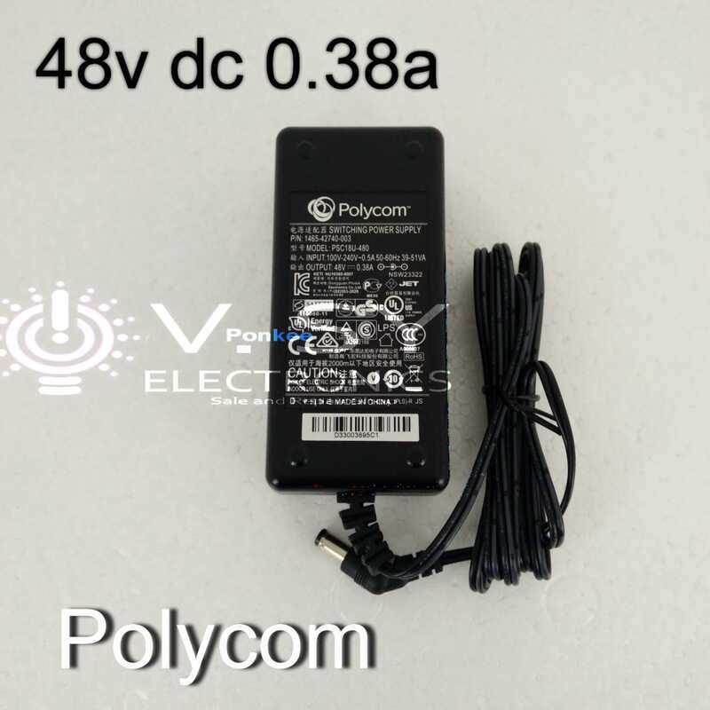 6 Original Polycom 48V Dc 0.38Amps Ac/Dc Adaptor Power Supply 46C34f ...