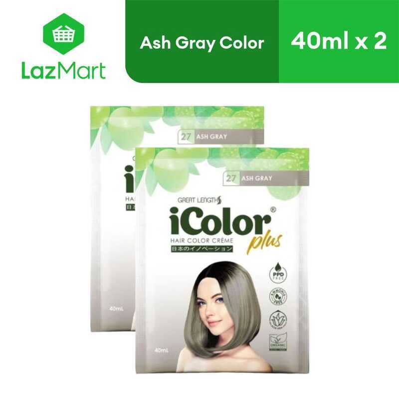 Icolor Plus Hair Color Creme Ash Gray 40Ml - Pack Of 2 C8c | Shopee ...