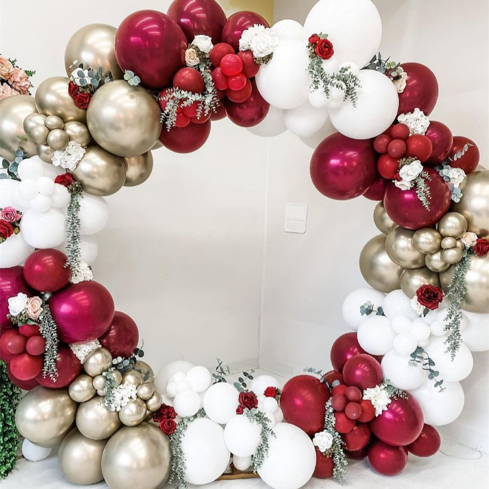 105 Pieces 5/10/18" Ruby Red Wedding Balloon Arch Kit Balloon Garland ...