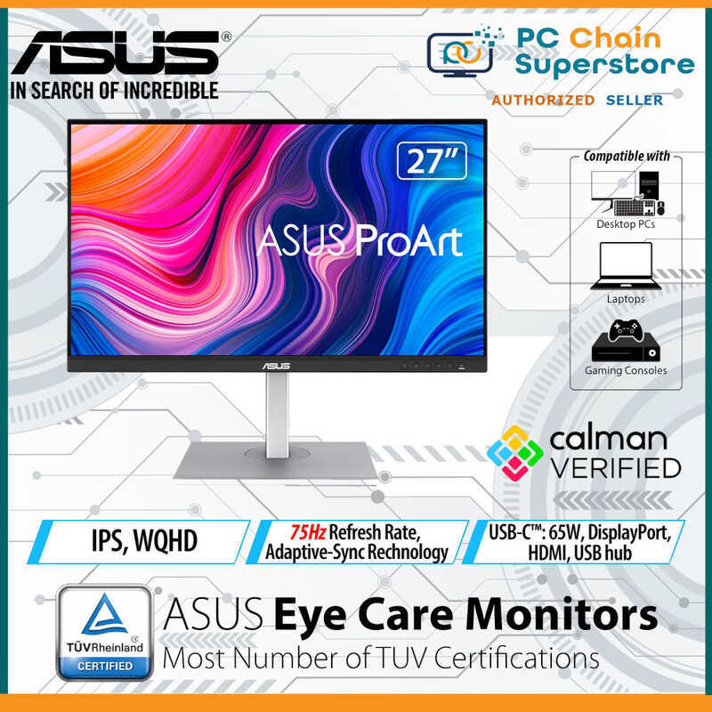 ASUS Proart Display Pa278cv Professional Monitor – 27" IPS WQHD 1440P ...