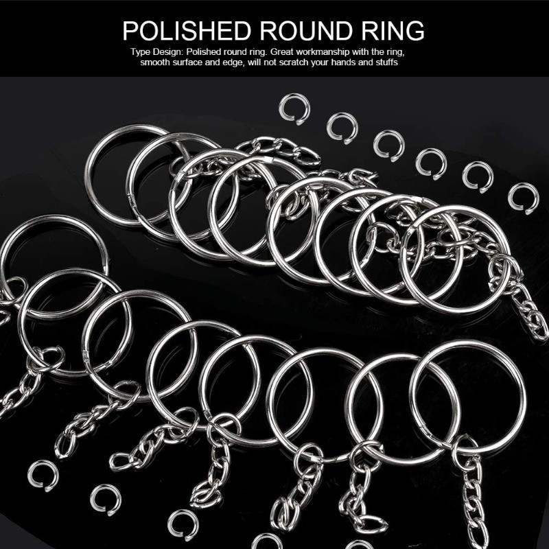 50Pcs Silver Plated Keychain - Metal Blank Keyring Split Rings - DIY ...