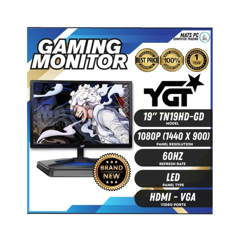 YGT SLIM Led Monitor 19/20/21/24/27 Inch Game Display Wide FHD 1080P PC ...