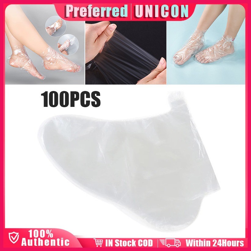 100Pcs Plastic Disposable Foot Cover Sock For Waterproof Care Trial ...