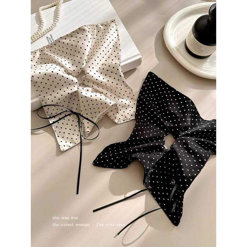 Gentle Polka Dot Bows Square Scarf Large Intestine Band Female Idle ...