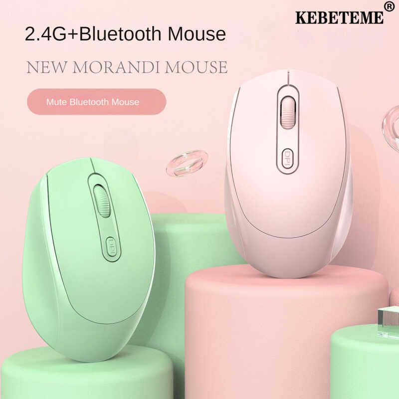 KEBETEME Wireless Bluetooth BT 2.4Ghz RGB Rechargeable Mouse Silent ...