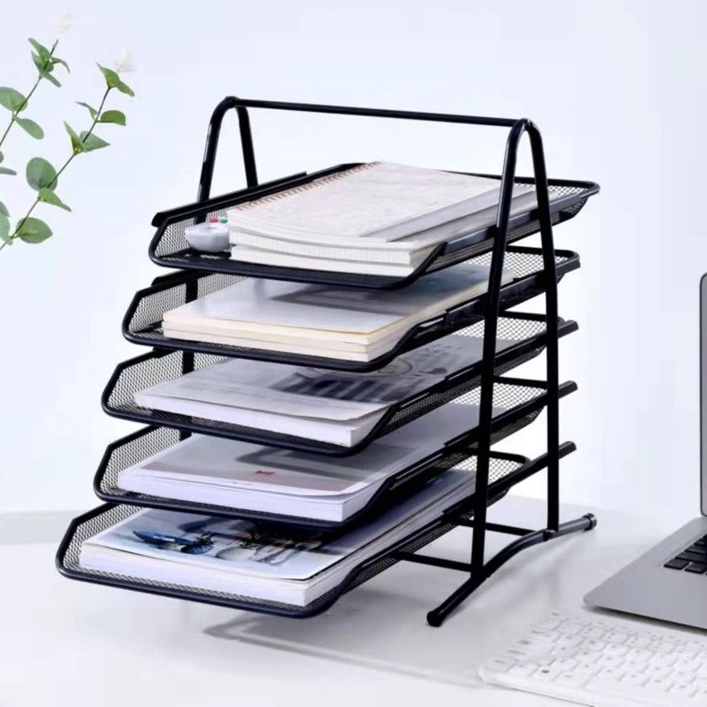 Five layers Wire mesh file tray frame with multiple file holders ransom ...