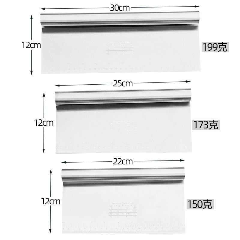 Pro Dough Pastry Scraper with Measuring Scale Chopper Cutter Stainless ...
