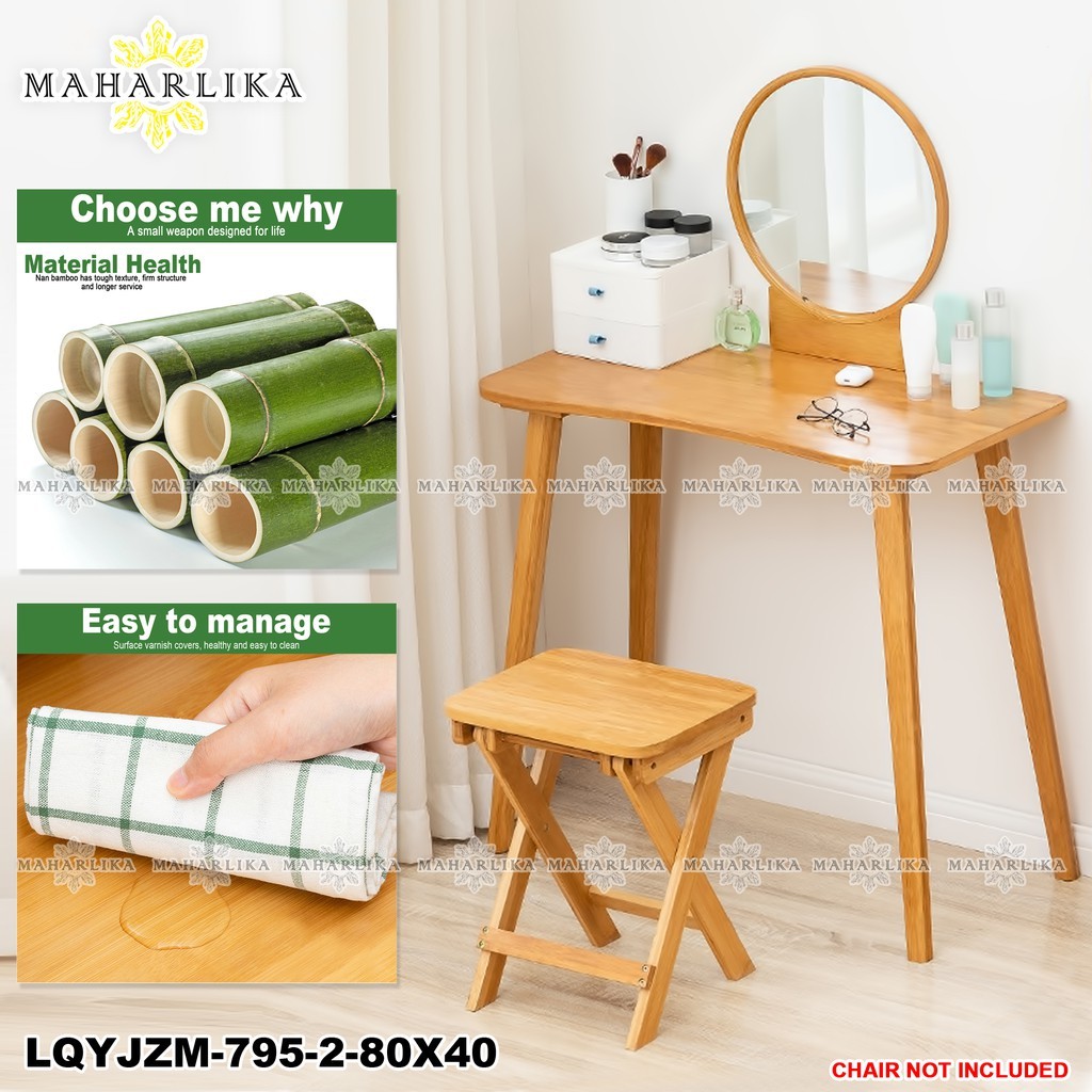 Maharlika LQYJZM-795-2-80x40 Bamboo Vanity Mirror Dressing Table ...