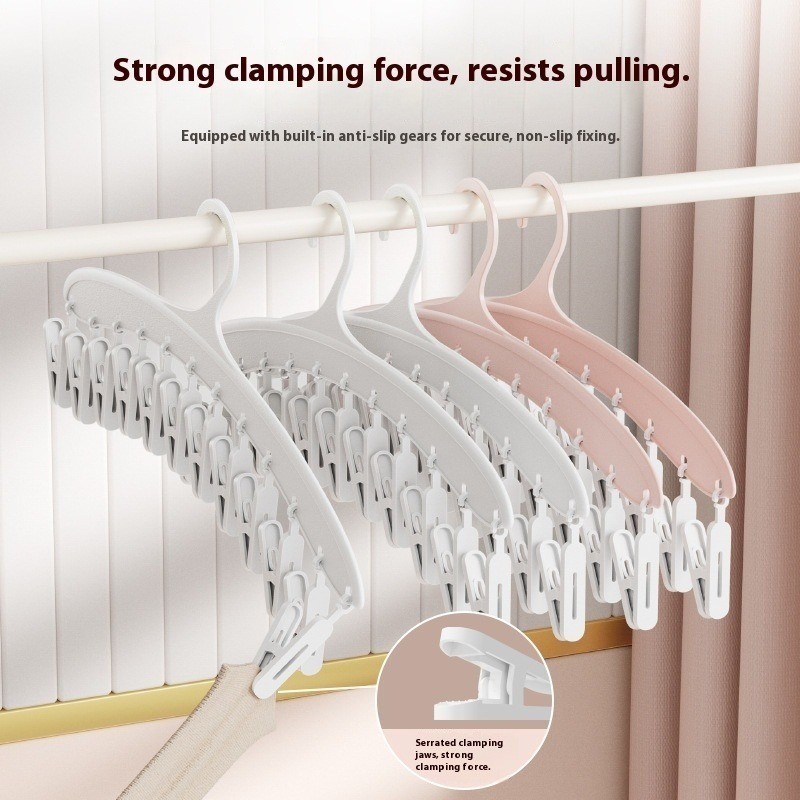 12 Clip Rotating Laundry Hanger Foldable Space Saving For Socks Towels ...