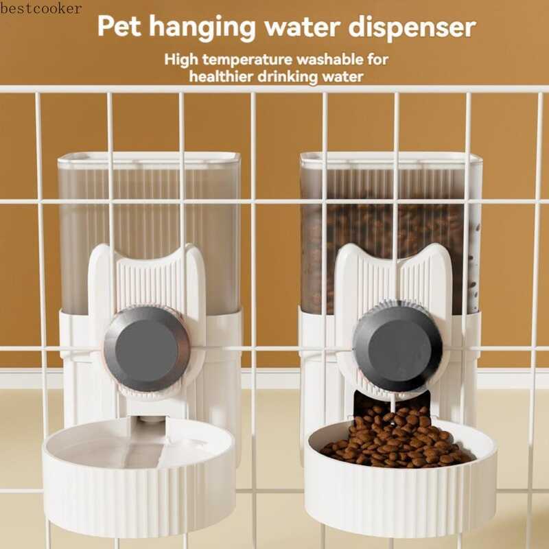 2 1000Ml Pet Cage Hanging Water Dispenser Cat Dog Automatic Fountain ...