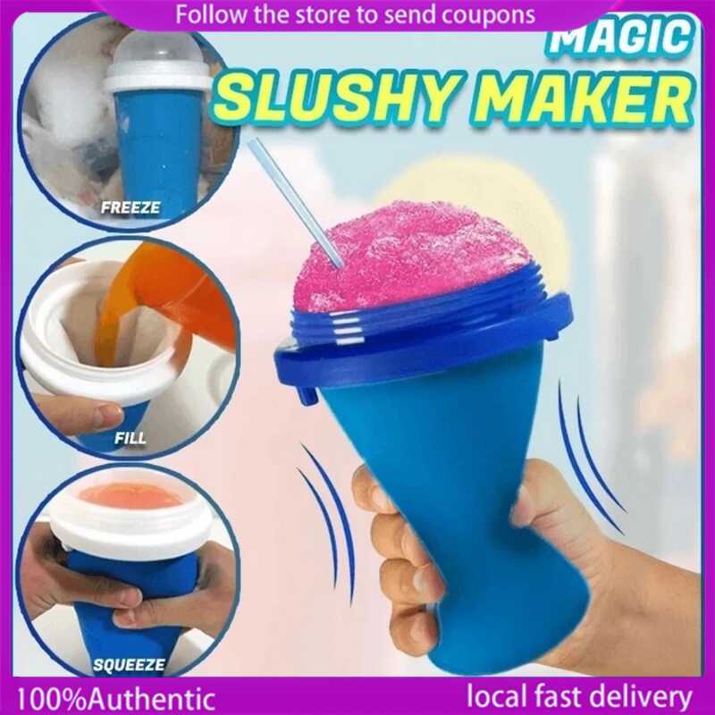 Slushy Maker DIY Ice Cream Cup Smoothie Frozen Cup Squeeze Magic Shake ...