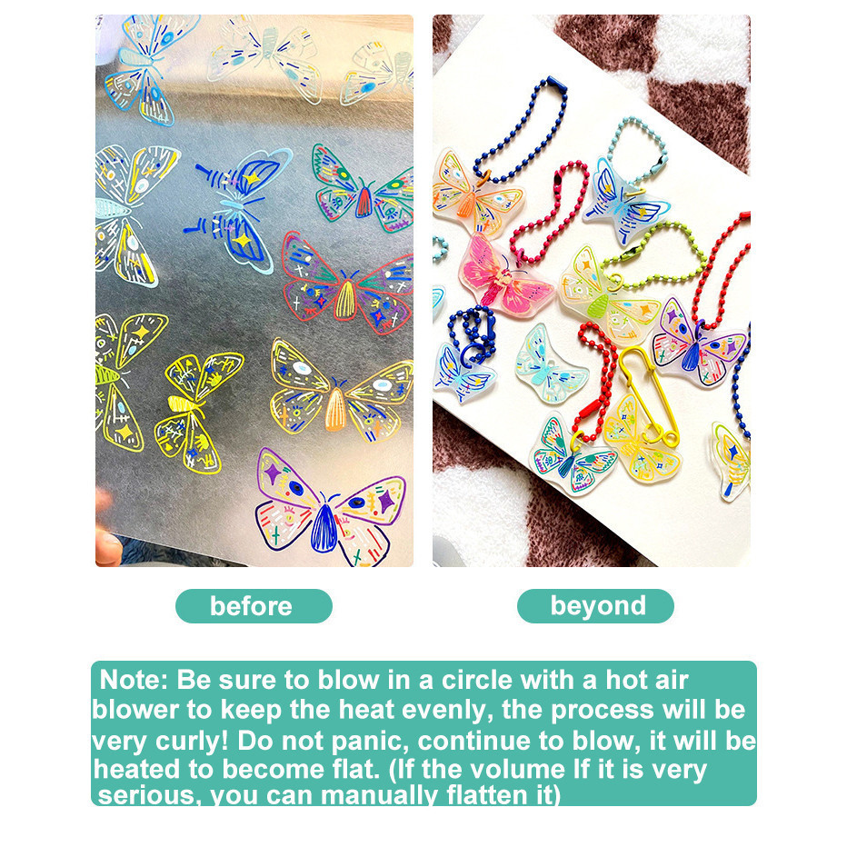 10 Sheets Heat Shrink Papers A4 Half Transparent Shrink Film Keychain ...