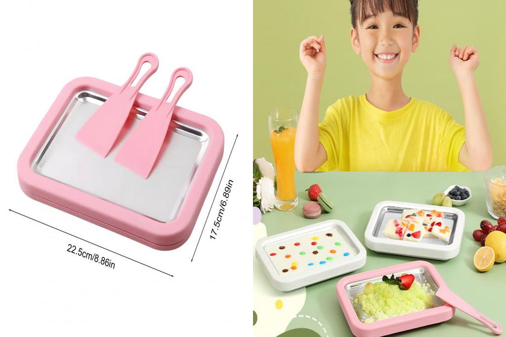 SLS_ Yogurt Maker Ice Cream Roller Stainless Steel Ice Cream Roll Maker ...