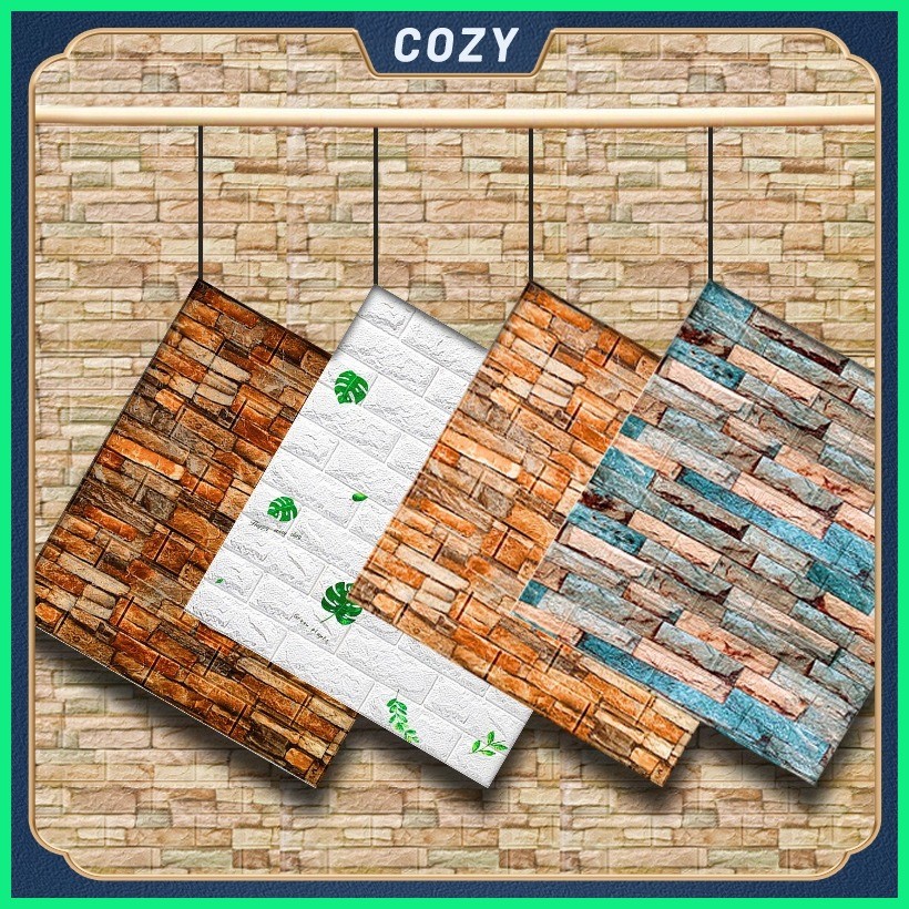 ♠ ๑ Big Size 70x77cm Retro Style 3D Wallpaper Adhesive Hollow Blocks ...
