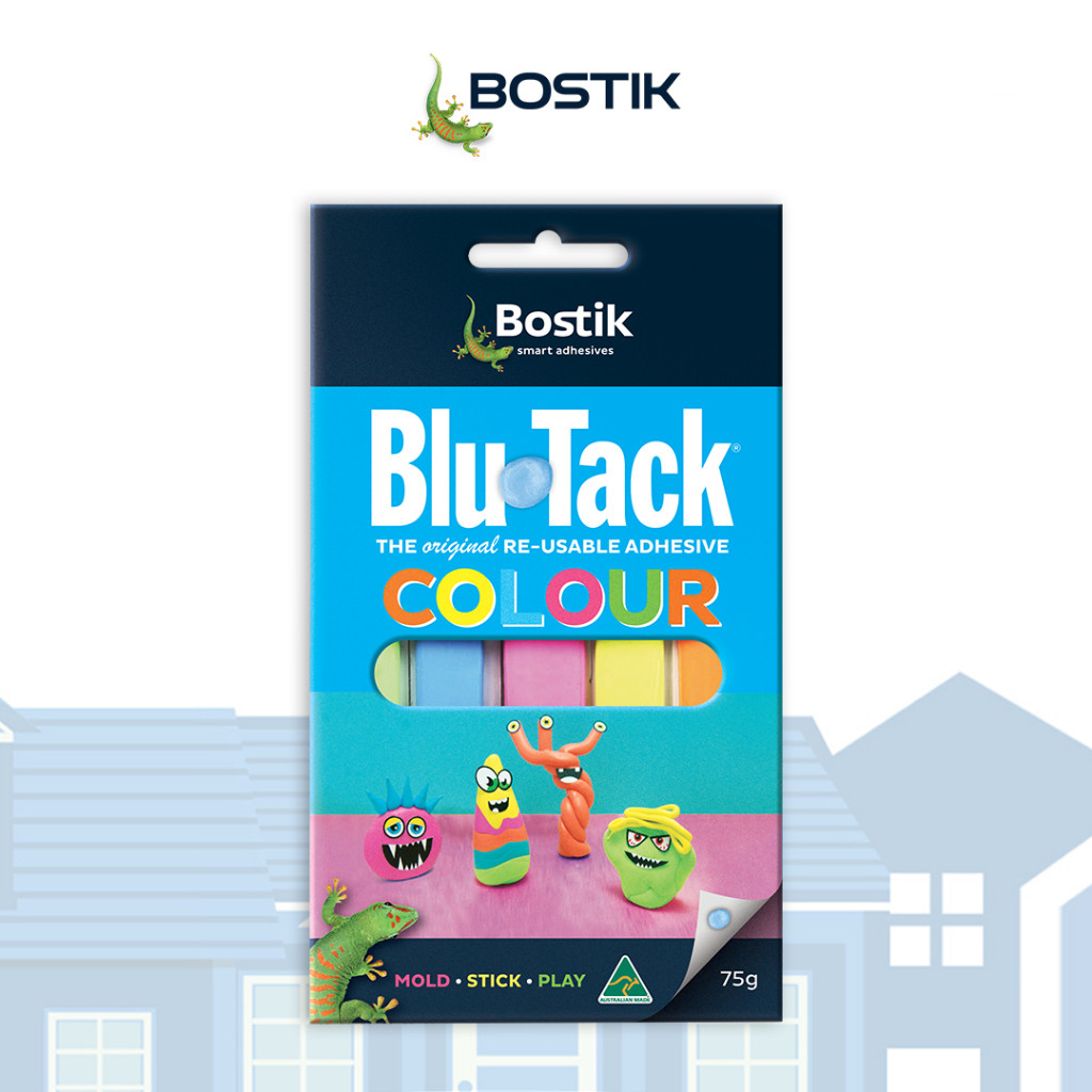 Bostik Blu Tack Colours Multi Purpose Reusable Adhesive 75g Sticks ...